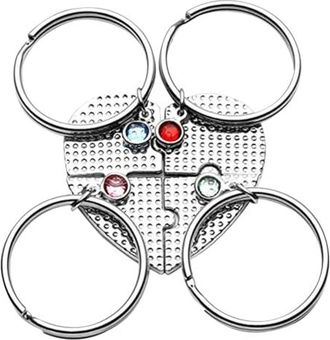 Garneck Porte-Cl&eacute;s Adorable Pendentif Puzzle de Coeur 4 Pi&egrave;ces Cristaux Color&eacute;s Accessoire L&eacute;ger Paquet Pr&eacute;sent Amiti&eacute; Compact