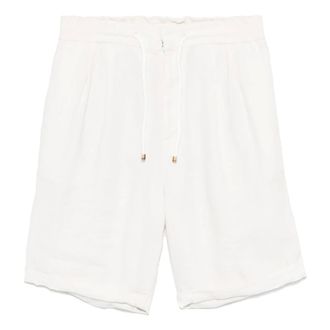 Brunello Cucinelli Homme, Shorts, Blanc, Taille: 2XL Shorts en lin &agrave; cordon