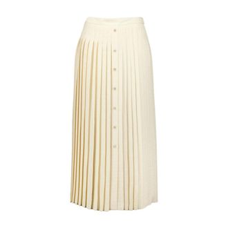 Prada Seiden Jacquard Plisseerock - - Skirts - Damen - Beige - S