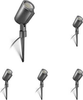 Steinel LED Strahler Spot Garden anthrazit, 6,7 W Bodenstrahler mit Erdspieß, 620 lm Spotlight, Garten Spot schwenkbar, Aluminium (Packung mit 5)