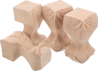 Valiclud 4 St&uuml;ck Holz M&ouml;belf&uuml;&szlig;e Beige Geschnitzte M&ouml;belbeine f&uuml;r Sofa Schrank Couchtisch Bett Kommode Kunstvolle Ersatzbeine mit Einfacher Montage f&uuml;r Vielseit