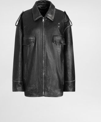 Dolce & Gabbana Jacke Aus Leder Mit Vintage-effekt - Frau M&auml;ntel Und Jacken Schwarz 40