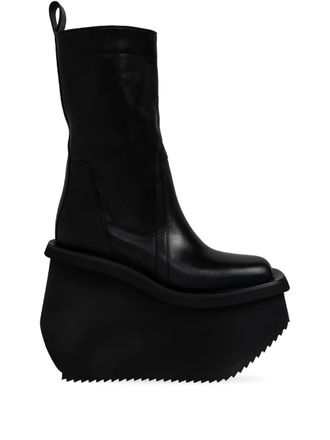 Rick Owens bottines en cuir à plateforme 140 mm - Noir