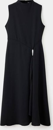 Mango Robe midi fronc&eacute;e m&eacute;tallis&eacute;e noir - Femme - XXS - MANGO