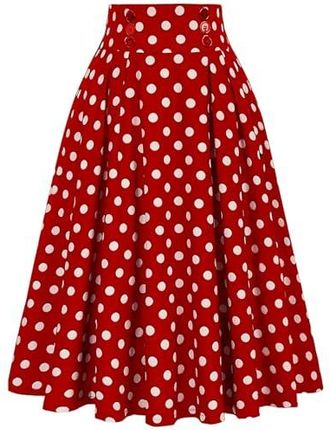 Generic Jupe plaid &eacute;l&eacute;gante r&eacute;tro vintage des ann&eacute;es 50 pour femme - Taille haute - Grille - Jupe festive vintage - Jupe midi - Jupe midi &eacute;lastique - Jupe tai