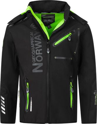 Geographical Norway Herren Softshell Funktions Outdoor Jacke wasserabweisend im Bundle mit urbandreamz Beanie (4XL, Schwarz RO)