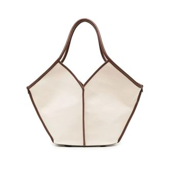 Hereu Femme, Sacs, Brun, Taille: ONE Size Sac Fourre-Tout Beige Chestnut avec Garniture en Cuir