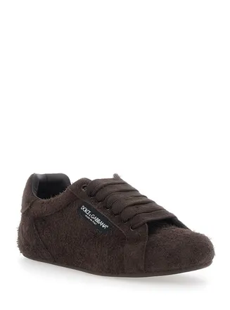 Dolce & Gabbana Mens Sneakers Portofino Brown Suede Trainers