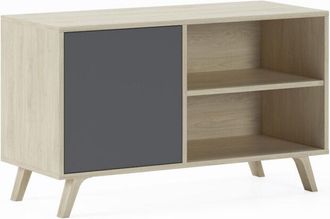 Skraut Home Skraut Home - M&ouml;bel tv 100 mit linker T&uuml;r, Wohnzimmer, WIND-Modell, Puccini-Strukturfarbe, anthrazitgraue T&uuml;rfarbe, Ma&szlig;e 95x40x57cm hoch