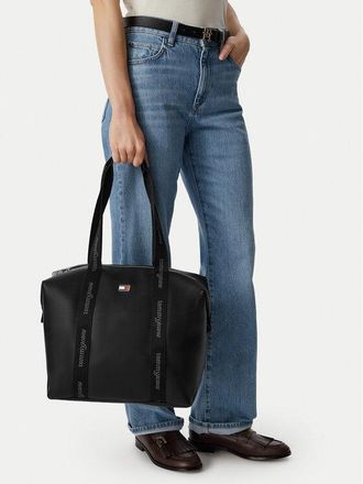 Tommy Jeans Handtasche Tjw Daily Elevated Tote AW0AW19046 Schwarz