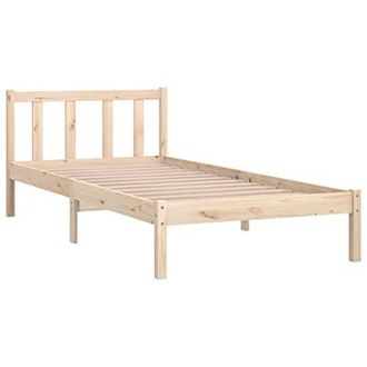 vidaXL Bois de Pin Massif Cadre de Lit Sommier à Lattes Lit Adulte Cadre à Lattes sur Pied Chambre à Coucher Intérieur 75x190 cm UK Petit Simple
