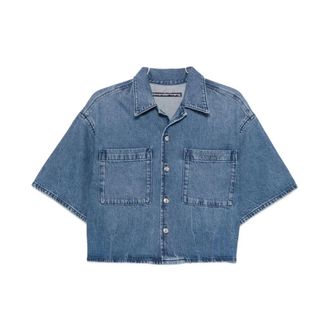 Alexander Wang Femme, Blouses et Chemises, Bleu, Taille: 40 FR Chemise en denim courte