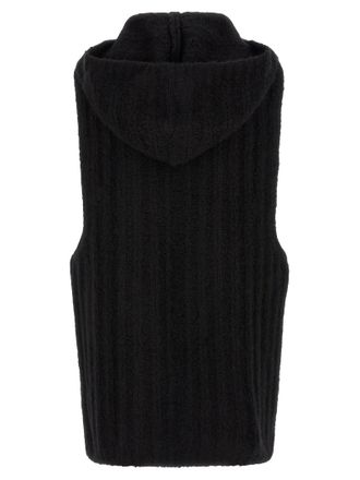 Rick Owens Cashmere Silk Blend Hooded Tank Top - Black