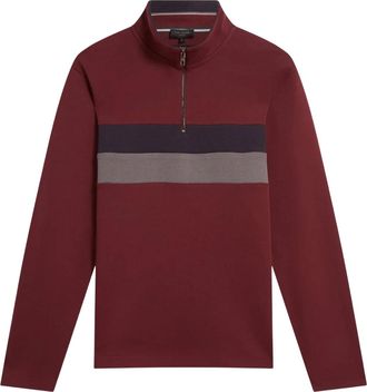 Ted Baker Fleece-Oberteil f&uuml;r Herren, mit kurzem Rei&szlig;verschluss (Ochsenblutrot)