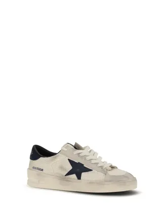 Golden Goose Mens Stardan Sneakers Suede Beige-Ink Blue Beige/ink