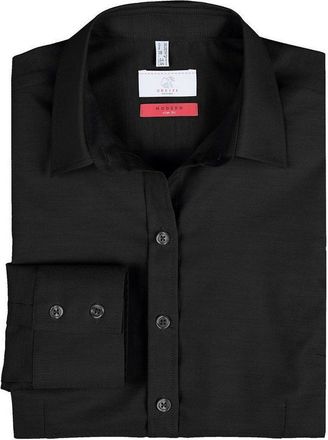 Greiff Langarmbluse Greiff Modern with 37.5 Damen Bluse Langarm Kent Slim-Fit Schwarz