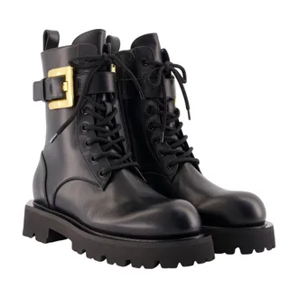 Balmain Womens Ranger Anthem Ankle Boots Leather Black Calfskin Shoes Ankle-boots