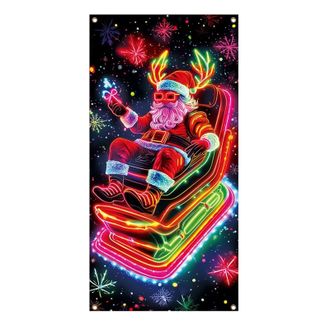 Generico Weihnachtsmann-T&uuml;rabdeckung, 90 x 180 cm, Weihnachtsdekoration, UV, fluoreszierend, Banner f&uuml;r -Dekoration, f&uuml;r, Schule, B&uuml;ro, Gesch&auml;ft, Haus, DIY, Pa