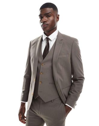Asos Veste de costume ajustée - Marron vison