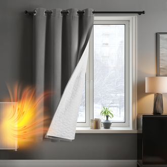 Deconovo Vorhang Winter Thermo Gardine mit &Ouml;sen Vorhang W&auml;rmeisolierend T&uuml;r Thermo Vorhang K&auml;lteschutz Oesen Fenstersvorhang Raumteiler T&uuml;rvorhang, 138x132(H&ouml;h