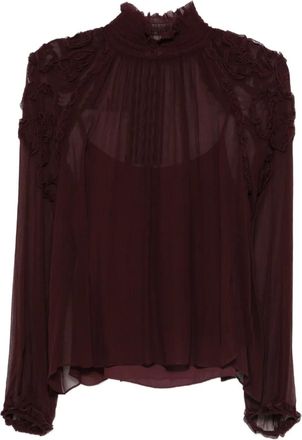 Ulla Johnson blouse volantée à col montant - Rouge