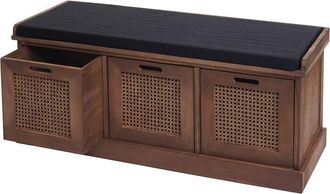 Hhg jamais utilisé] Banc 904, banc rembourré Banc de vestiaire 47x110x40cm, marron, rembourrage noir