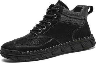 Generic Bottines en cuir pour homme - Couture &agrave; la main - Style d&eacute;contract&eacute; - Vintage - Lacets - Avec soutien de la vo&ucirc;te plantaire - Antid&eacute;rapantes - Imperm&eacute;