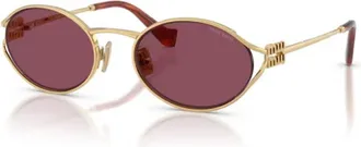 Miu Miu Eyewear MU52YS Oval Metal Frame Sunglasses - Purple
