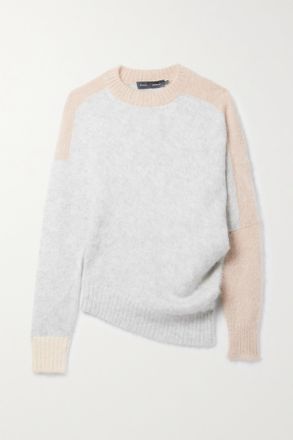Proenza Schouler Asymmetrischer Pullover Aus Geb&uuml;rstetem Strick In Colour-block-optik - Grau