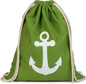 styleBREAKER Sac de sport sac &agrave; dos avec imprim&eacute; ancre, sac de gym, besace, unisexe 02012089, couleur:Vert/Blanc