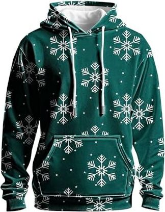 Generic Sweat à capuche de Noël pour homme - Sweat à capuche amusant en forme de flocon de neige - Tenue de Noël surdimensionnée à manches longues - Costumes 