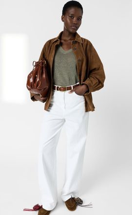 Gerard Darel Pull V ample en lin - LYLOU - Kaki moyen