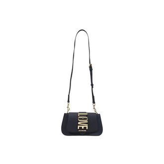 Love Moschino Womens Logo-Embellished Polyurethane Shoulder Bag Black