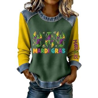 Generic Sweat-shirt imprim&eacute; l&eacute;ger &agrave; manches longues et col rond pour femme - Imprim&eacute; amusant - Manches longues, Noir, 3XL