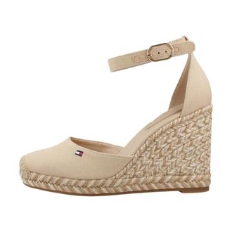 Tommy Hilfiger Femme, Chaussures, Beige, Taille: 40 EU Espadrilles compens&eacute;es hautes en toile