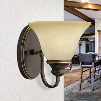 Licht-Erlebnisse Licht-erlebnisse - Wandleuchte Creme Bronze E27 Glas Metall Rustikal Wandlampe
