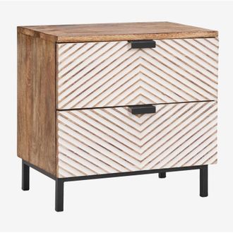 Sklum Rechteckiger Nachttisch 50x35 cm aus Alembe-Mangoholz Mango-Holz