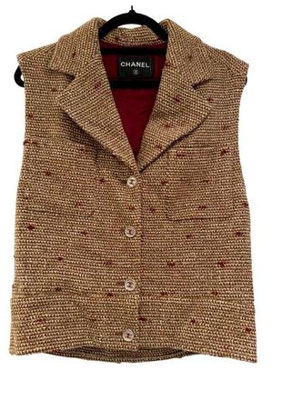 Chanel Multi Coloured Tweed Relaxed Style Button Front Vest Size S