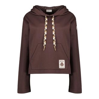 Moncler Femme, Sweatshirts et sweats &agrave; capuche, Brun, Taille: 40 FR SweaT-shirt &agrave; capuche avec cordons de serrage contrastants