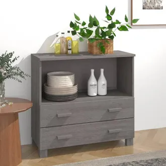vidaXL Sideboard hamar Hellgrau 85x35x80 cm Massivholz Kiefer - Vidaxl