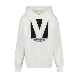 Valentino Garavani Off-White Baumwoll-Sweatshirt mit Chez V Print - - Sweatshirts & Hoodies - Herren - Wei&szlig; - S