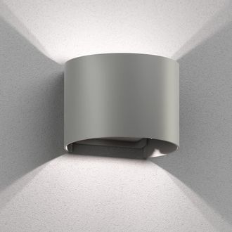 LEDs Com Wandleuchte RUNEL für außen, grau, IP65, Up & Downlight + LED Lampe 596lm, weiß