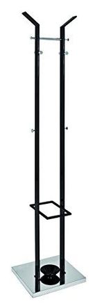 Haku Möbel Garderobenständer Chrom, schwarz, Metall - Maße: B 37 cm x H 181 cm x T 37 cm, Style: Modern
