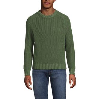 Lands End Drifter Strukturstrick-Pullover, Herren, Gr&ouml;&szlig;e:60 regular, Gr&uuml;n, Baumwolle, by Lands End
