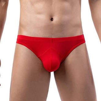 Generic Slips pour homme - Doux - Coupe ajust&eacute;e - Sous-v&ecirc;tements confortables pour homme - Sous-v&ecirc;tements r&eacute;tro - Couleur unie - Doux et ajustement id&eacute;al, rou