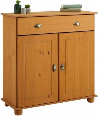 IDIMEX Buffet colmar en pin massif, 1 tiroir et 2 portes, lasuré blanc