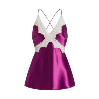 Alberta Ferretti Femme, V&ecirc;tements de nuit et de d&eacute;tente, Violet, Taille: 38 FR V-neck Lace Top