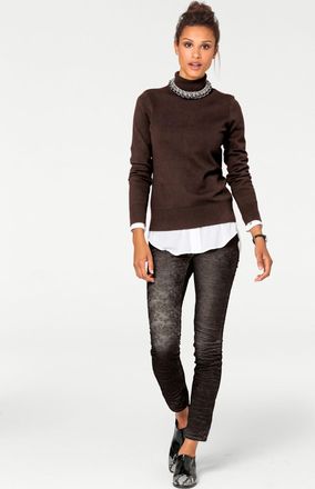 Heine Rollkragenpullover HEINE Rollkragen-Pullover, Damen, Gr. 34, braun (schokobraun), 100% Baumwolle, unifarben, Pullover Rollkragenpullover, Topseller