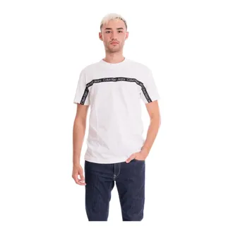 Calvin Klein Jeans Homme, Tops, Blanc, Taille: L T-Shirt Logo Bande M