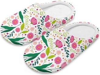 Coloranimal Chaussons de spa pour invit&eacute;s - Jetables et r&eacute;utilisables - Antid&eacute;rapants - Bout ferm&eacute;, Fleur rose printani&egrave;re, 38.5/39.5 EU